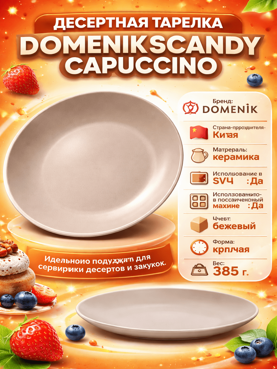 Тарелка Domenik Scandy Capuccino десертная, 19см