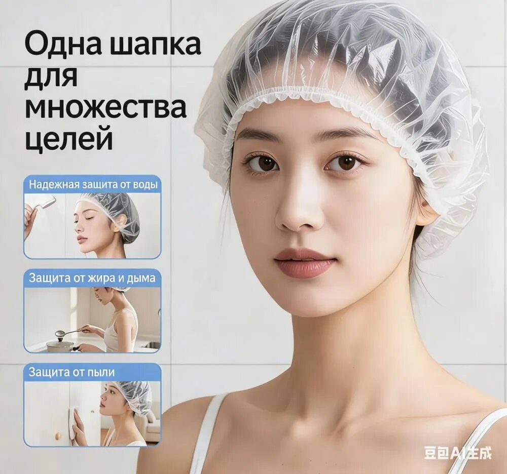 Шапочки для душа одноразовые, 50 штук