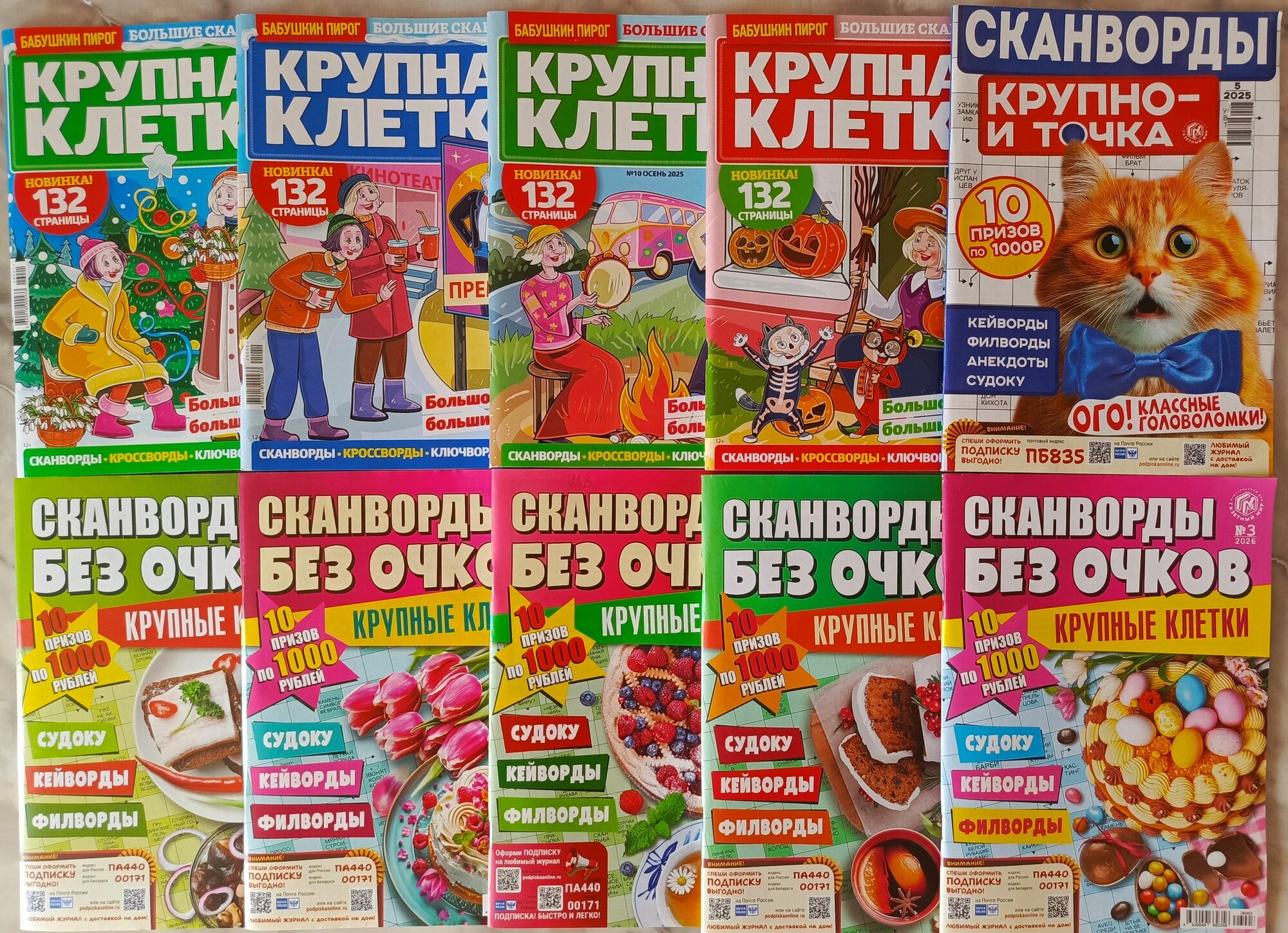 Набор журналов 10 шт. с крупными клетками.916 стр.