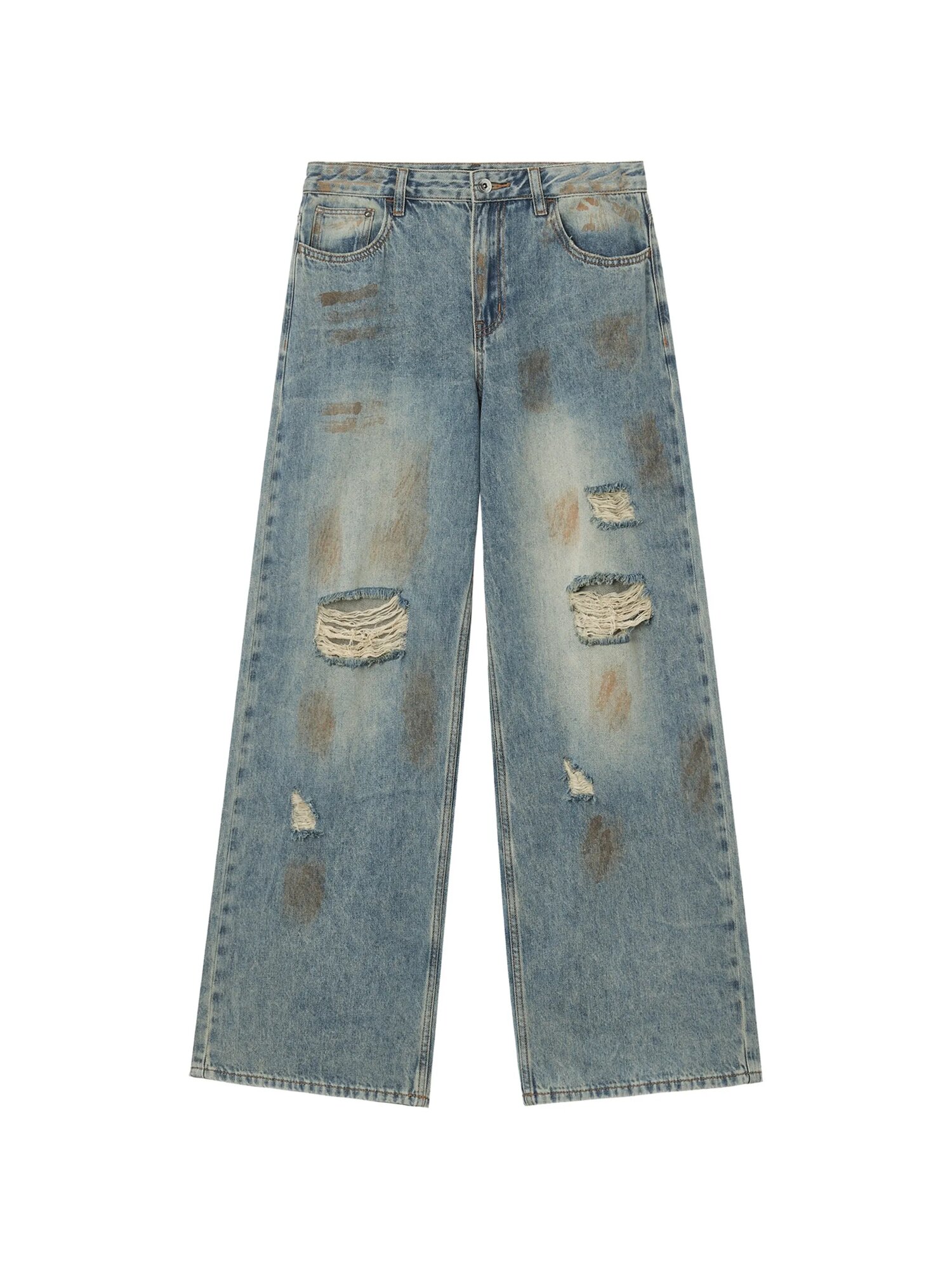 Джинсы Distressed wide-leg denim jeans 
