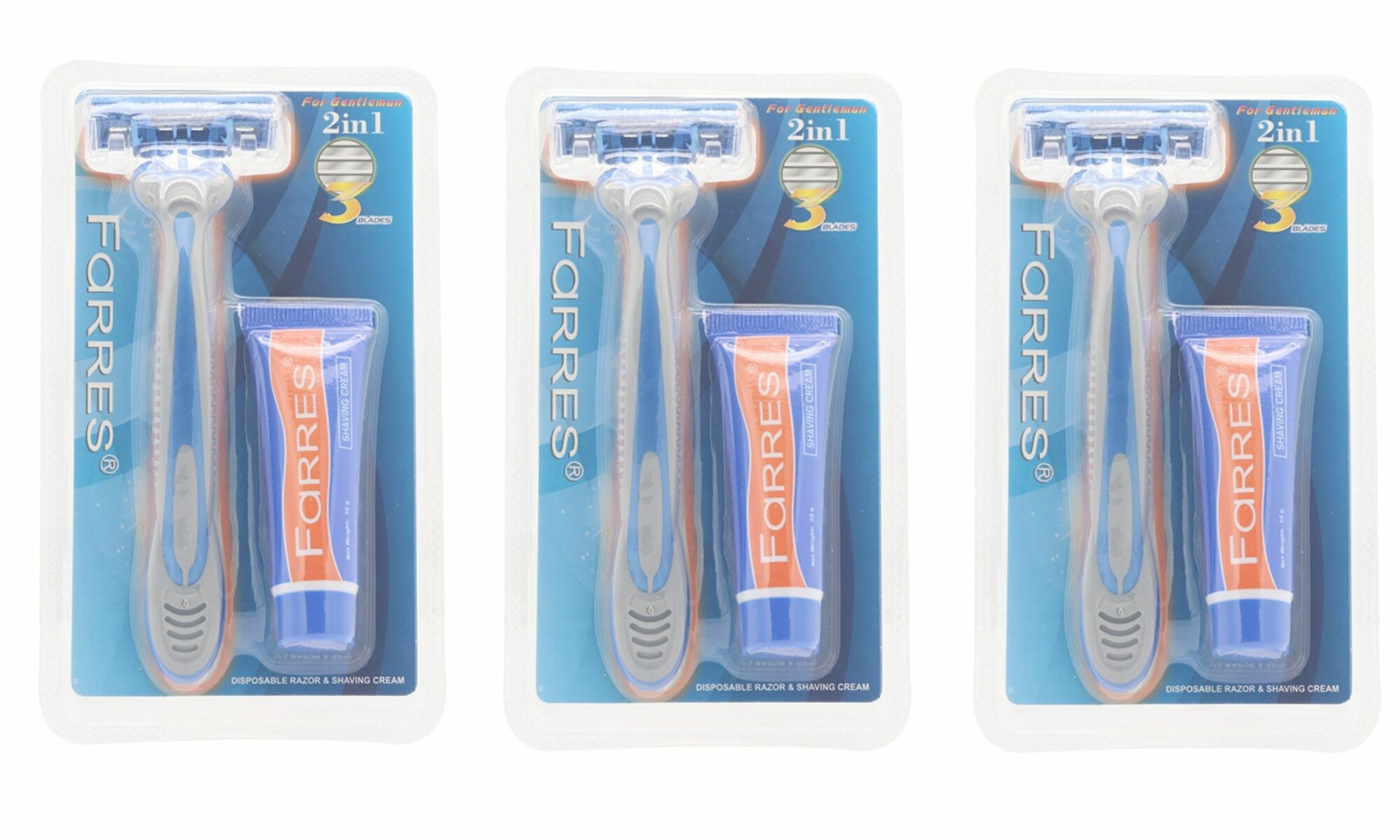 Farres cosmetics Станок для бритья с 3-мя лезвиями+ крем для бритья, 10 мл, 3 уп.