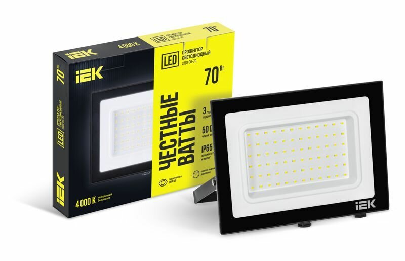 Прожектор светодиодный СДО 06-70 IP65 4000К черн. IEK LPDO601-070-40-K02