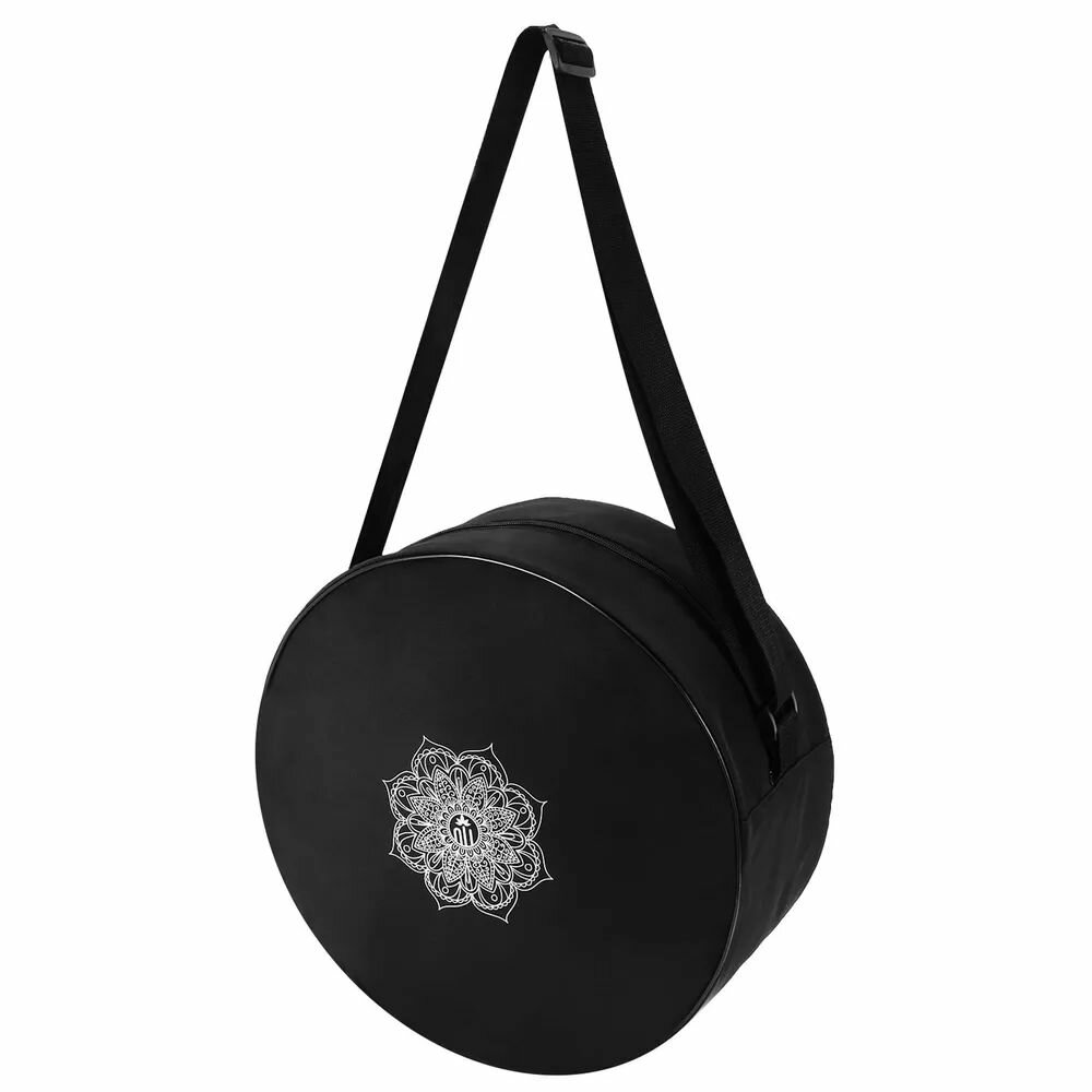 Сумка для йоги на колесах из нейлона черного цвета с рисунком мандалы 36x14 см, круглая, большой емкости