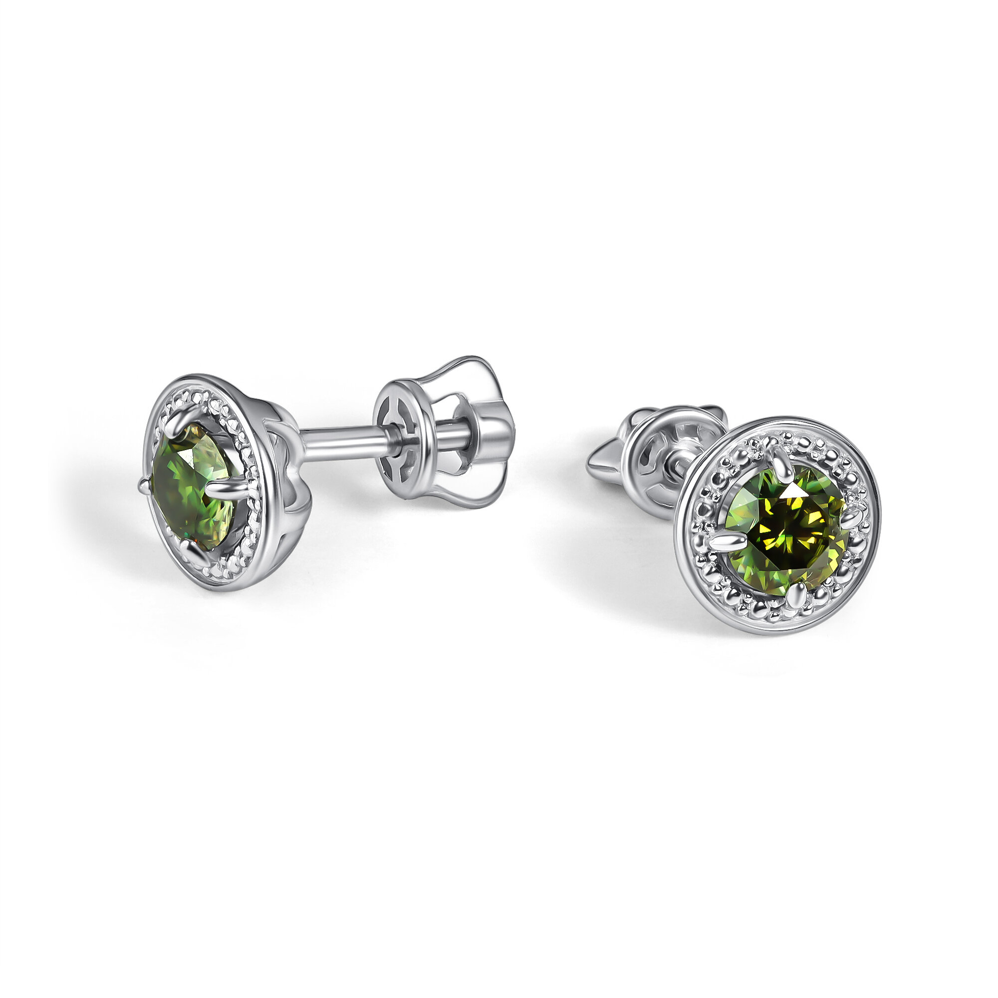 Серьги, серебро, 925 проба, родирование, муассанит