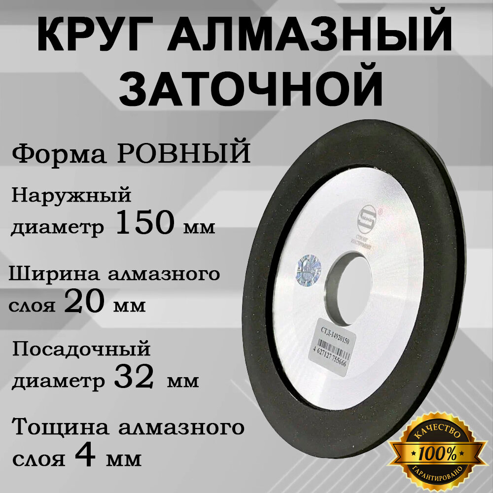 Круг алмазный заточной CBN BORAZON Корона 150x32x20х4 мм Strong