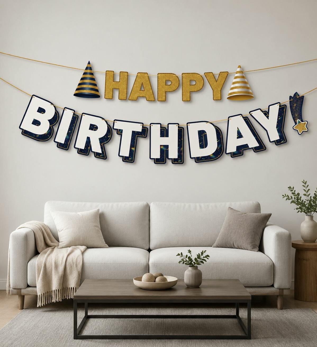 Гирлянда растяжка Happy Birthday, фотозона на день рождения
