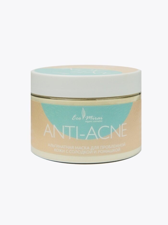 Альгинатная маска. ANTI ACNE маска для проблемной кожи с солодкой и ромашкой. Eco mirai. 100 грамм