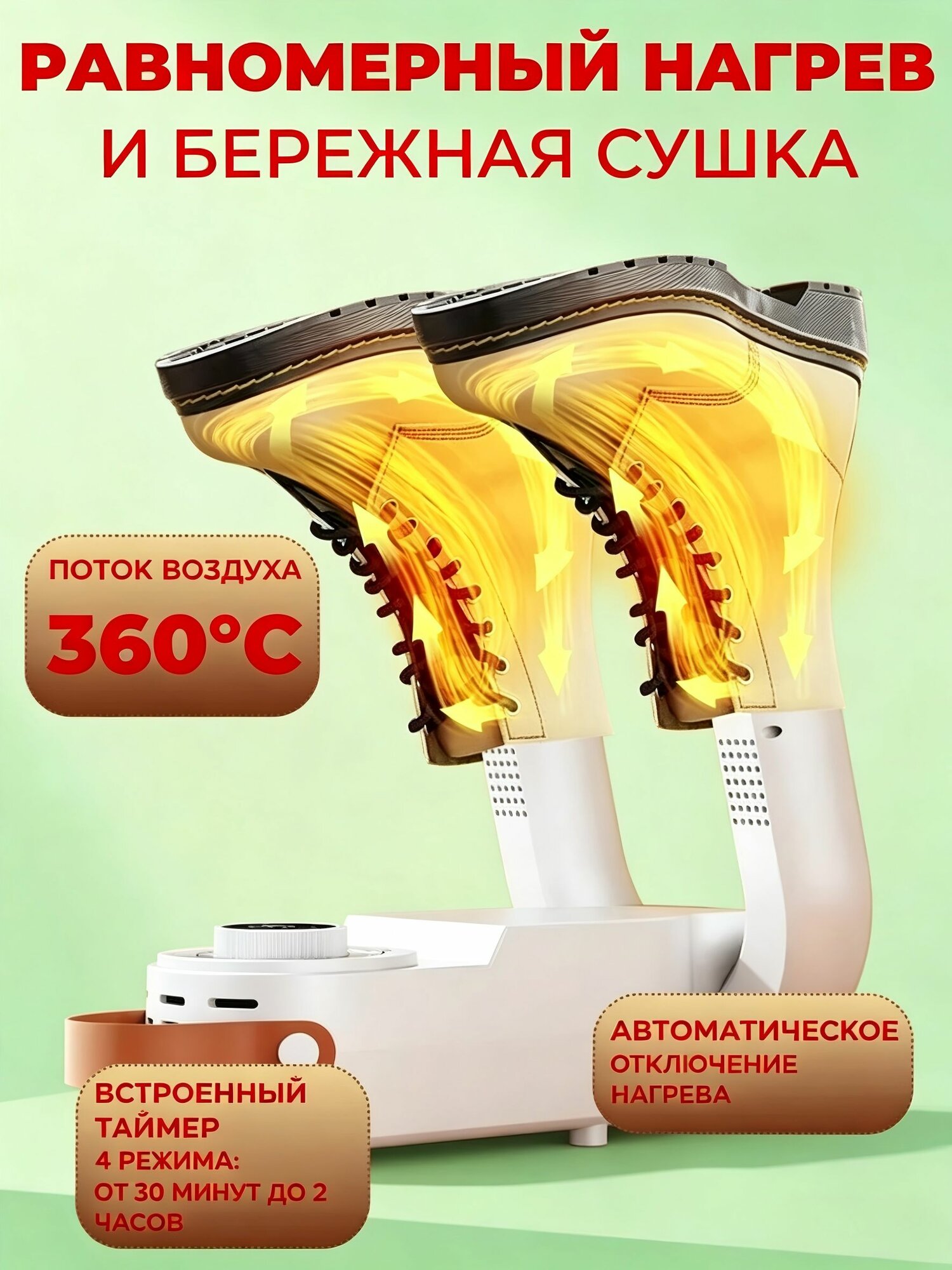 Высококачественная электрическая сушилка для обуви , белая, с таймером, антибактериальная сушка, устранение запаха