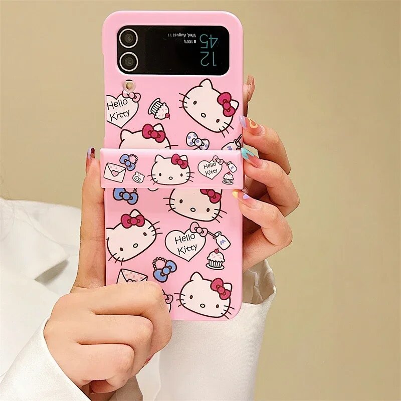 MINISO Милый чехол для телефона Samsung Galaxy Z Flip 7/6/5 с мультяшными персонажами Sanrio и Hello Kitty, жесткий чехол конфетных цветов, также совместим с Z Flip 3/4,