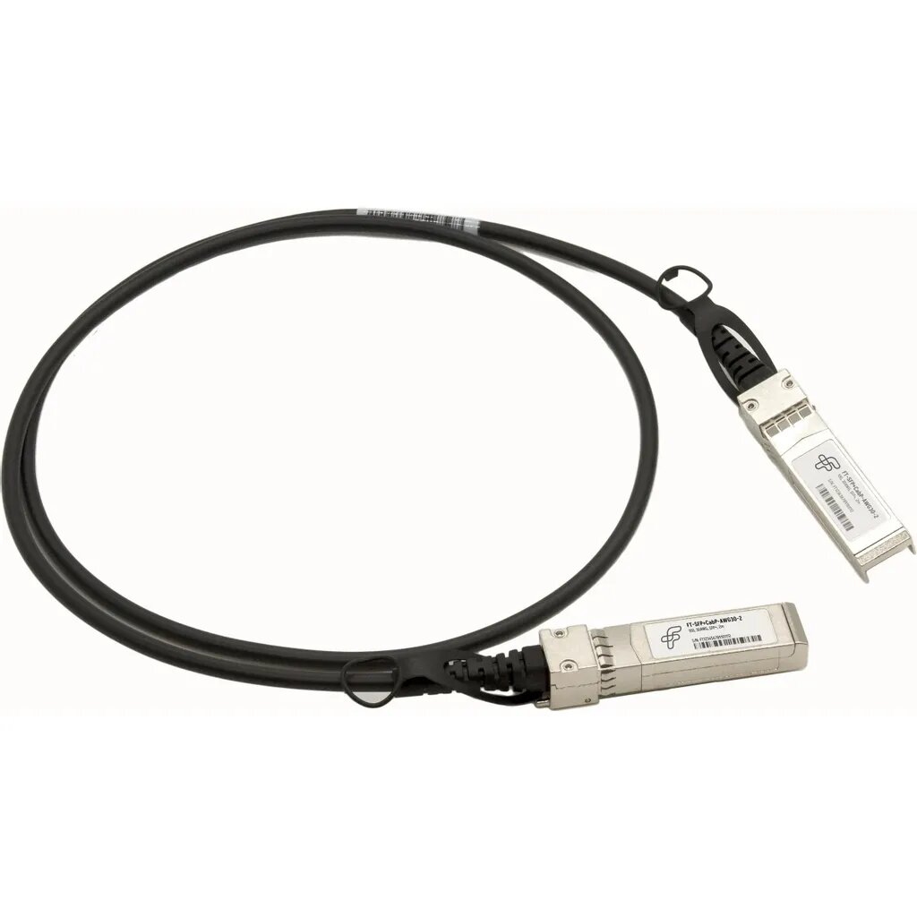 Кабель FUTURE TECHNOLOGIES FT-SFP+CabP-AWG30-2 литой (molded), UTP, 2м, 4 пары, 30AWG, медь, многожильный, черный