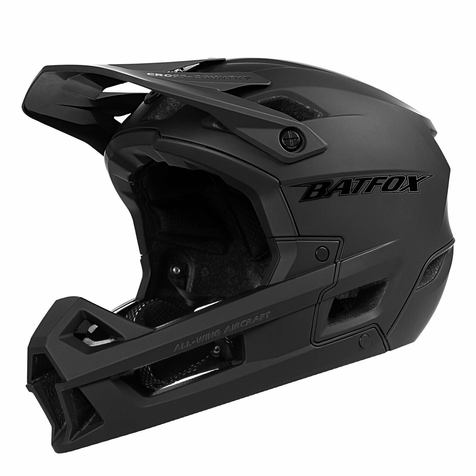 BATFOX цельноформованный MTB шлем с очками для взрослых Черный, M55-59cm, black