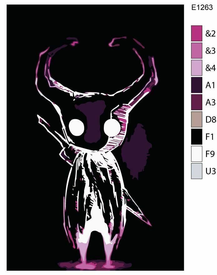 Детская картина по номерам E1263 "Игра(Hollow Knight). Рыцарь" 20x30