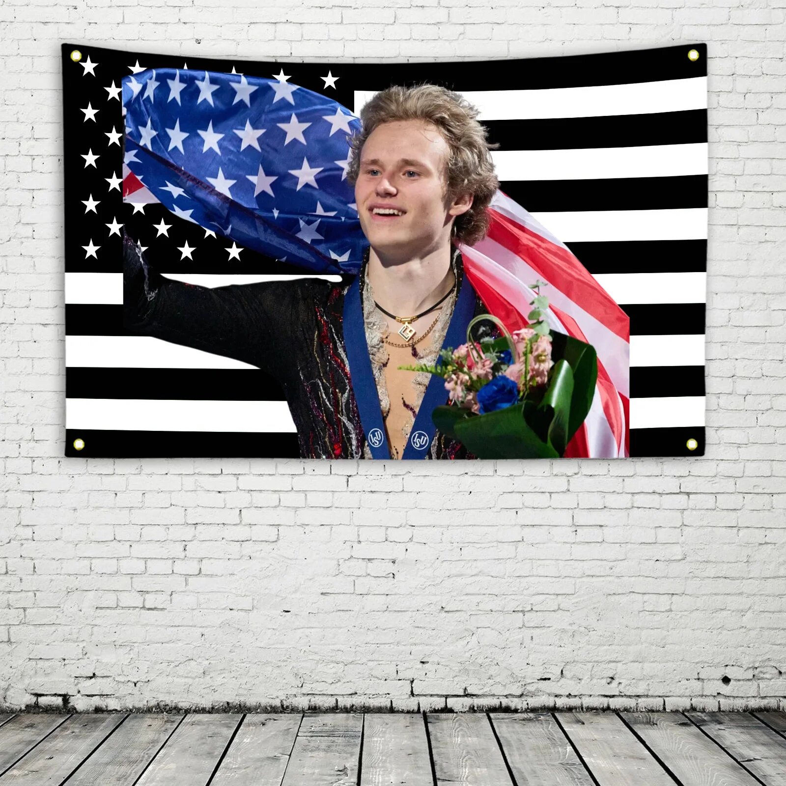 Флаг Ильи Малинина с черно-белым американским флагом 120x180cm, 260427JDQ001