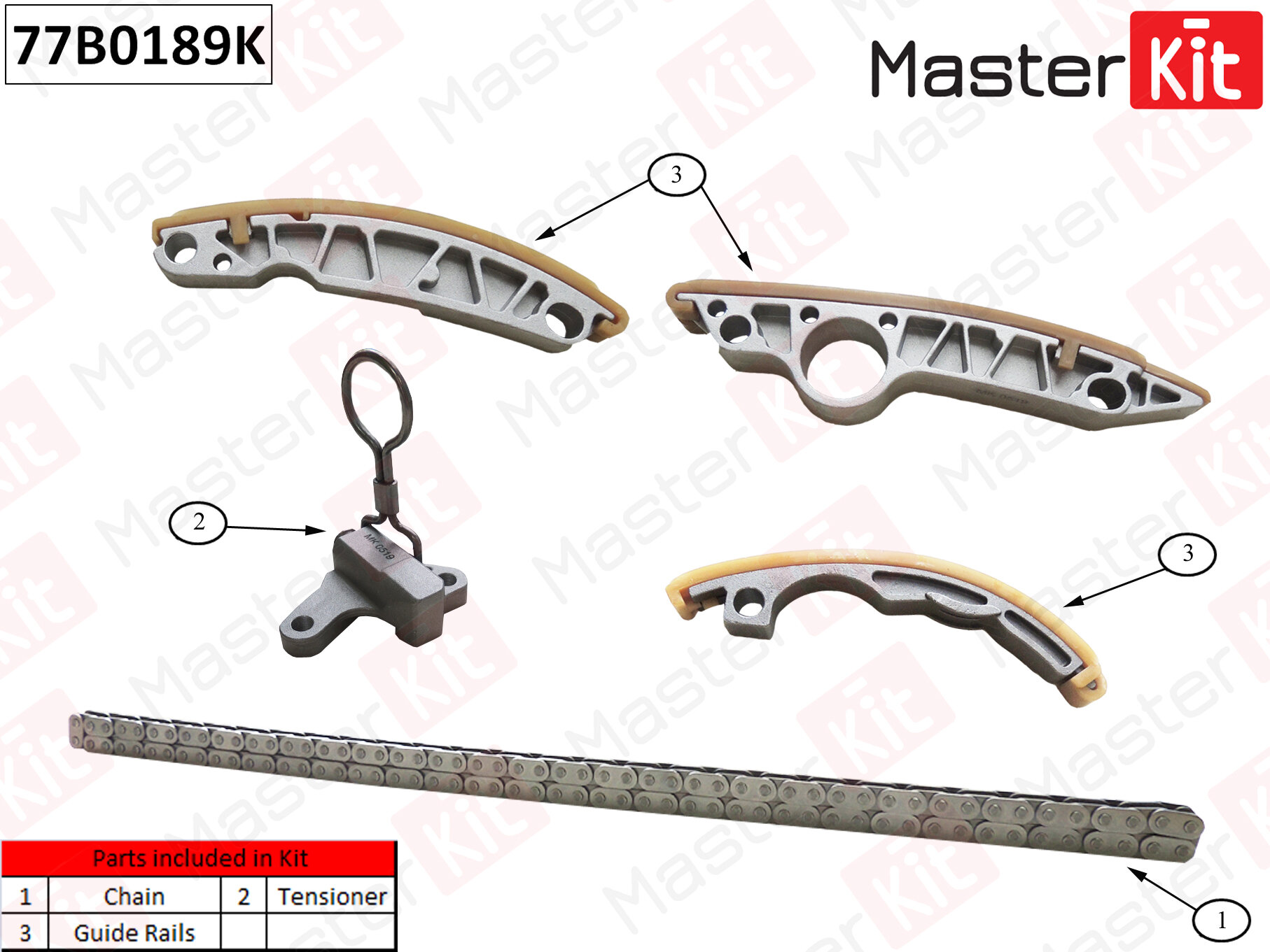 Комплект цепи ГРМ Audi A4/A6/A8 2005-2010 BBKAUK MasterKit 77B0189K