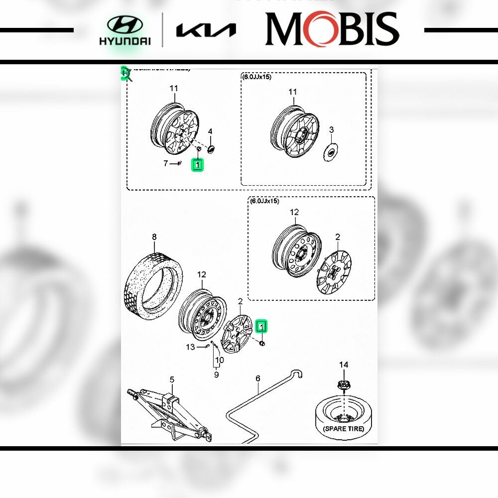 Гайки MOBIS 0K9A237160, для широкого модельного ряда автомобилей
