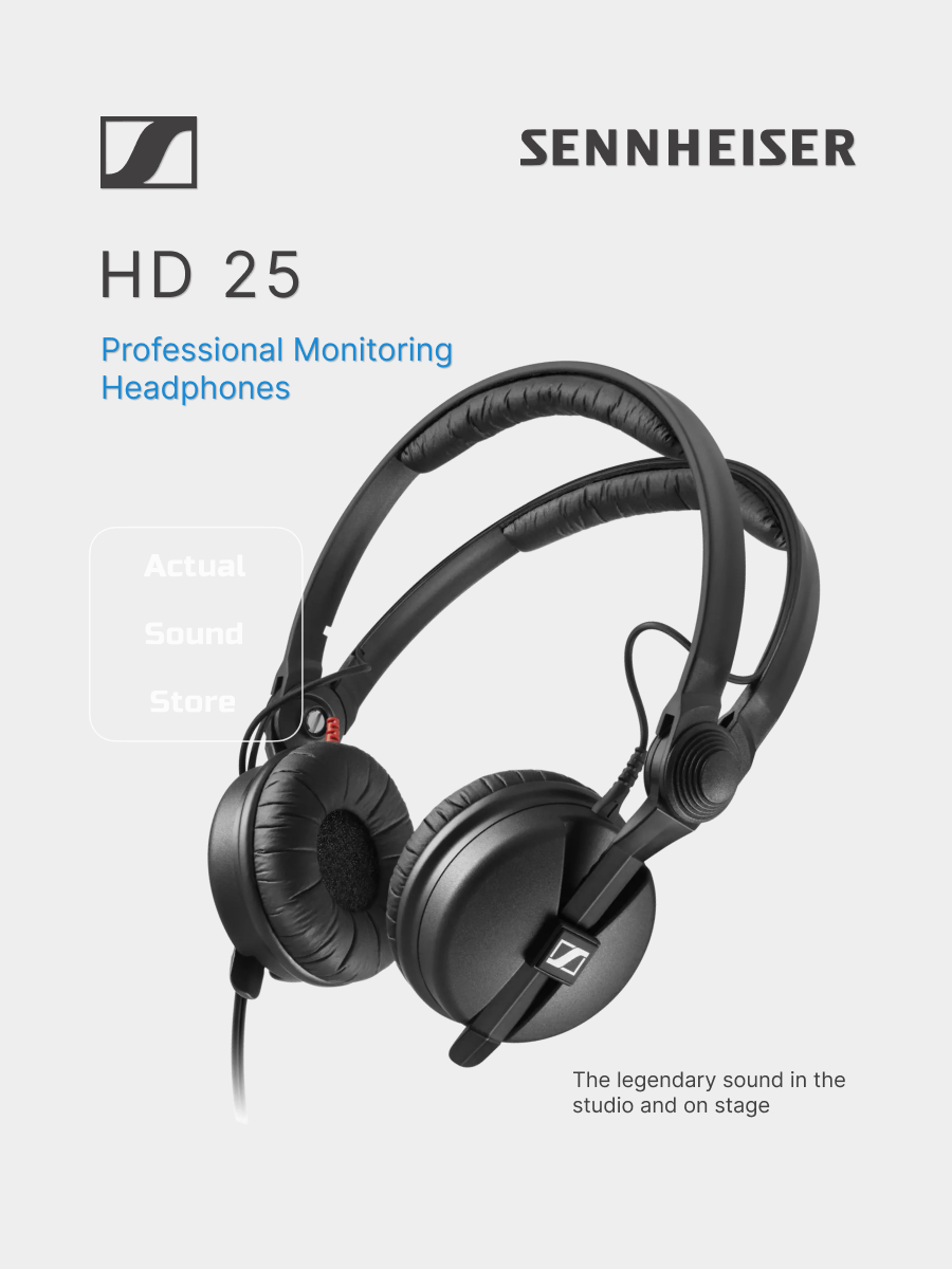 Наушники Sennheiser HD 25, черные, ультралегкие, лучший выбор для DJ