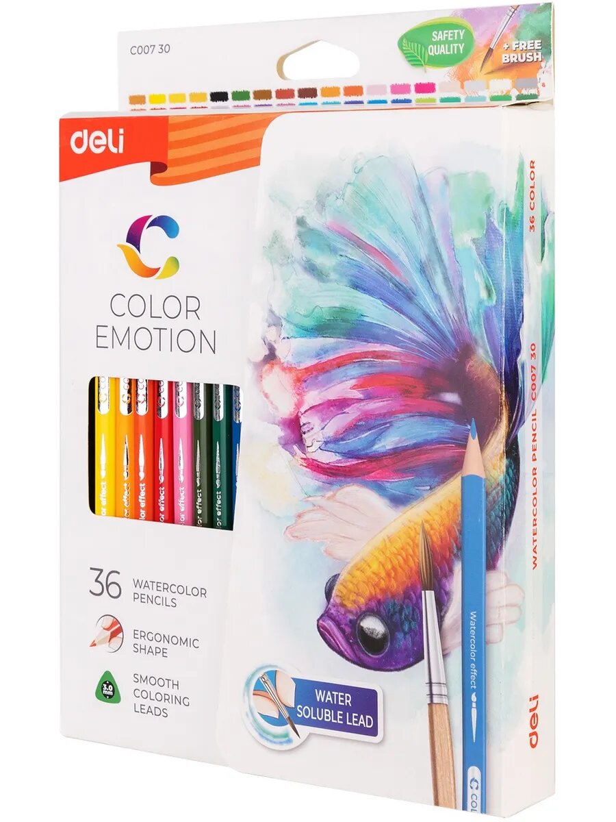 Карандаши 36 цветов акварельные Color Emotion липа (EC00730)