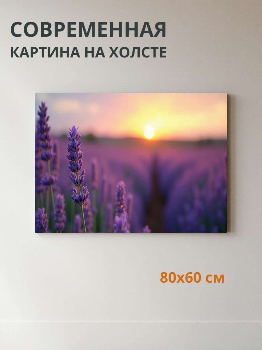 Картина на холсте Лавандовые цветы 80x60 см