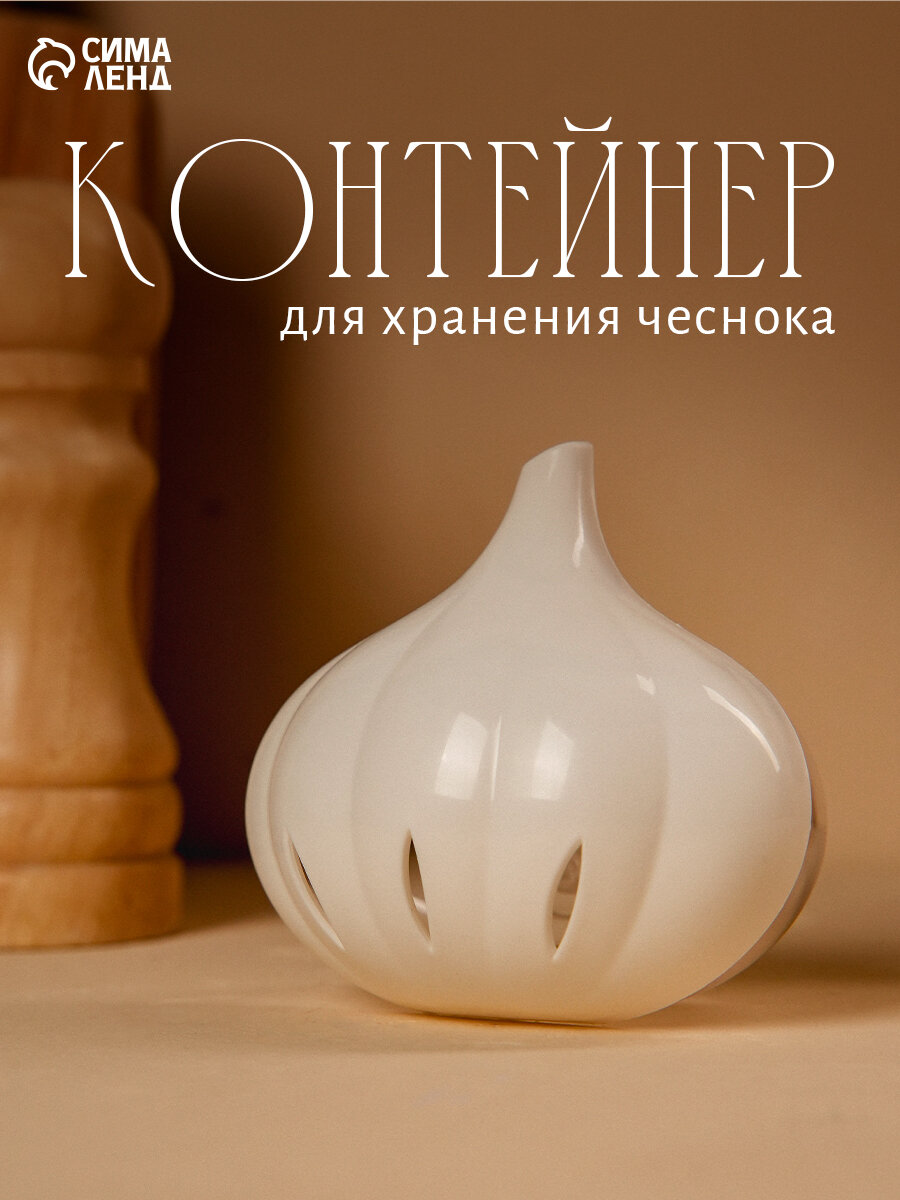 Контейнер для чеснока и лука "Альтернатива" 9×8.3×6.2 см, пластик, белый