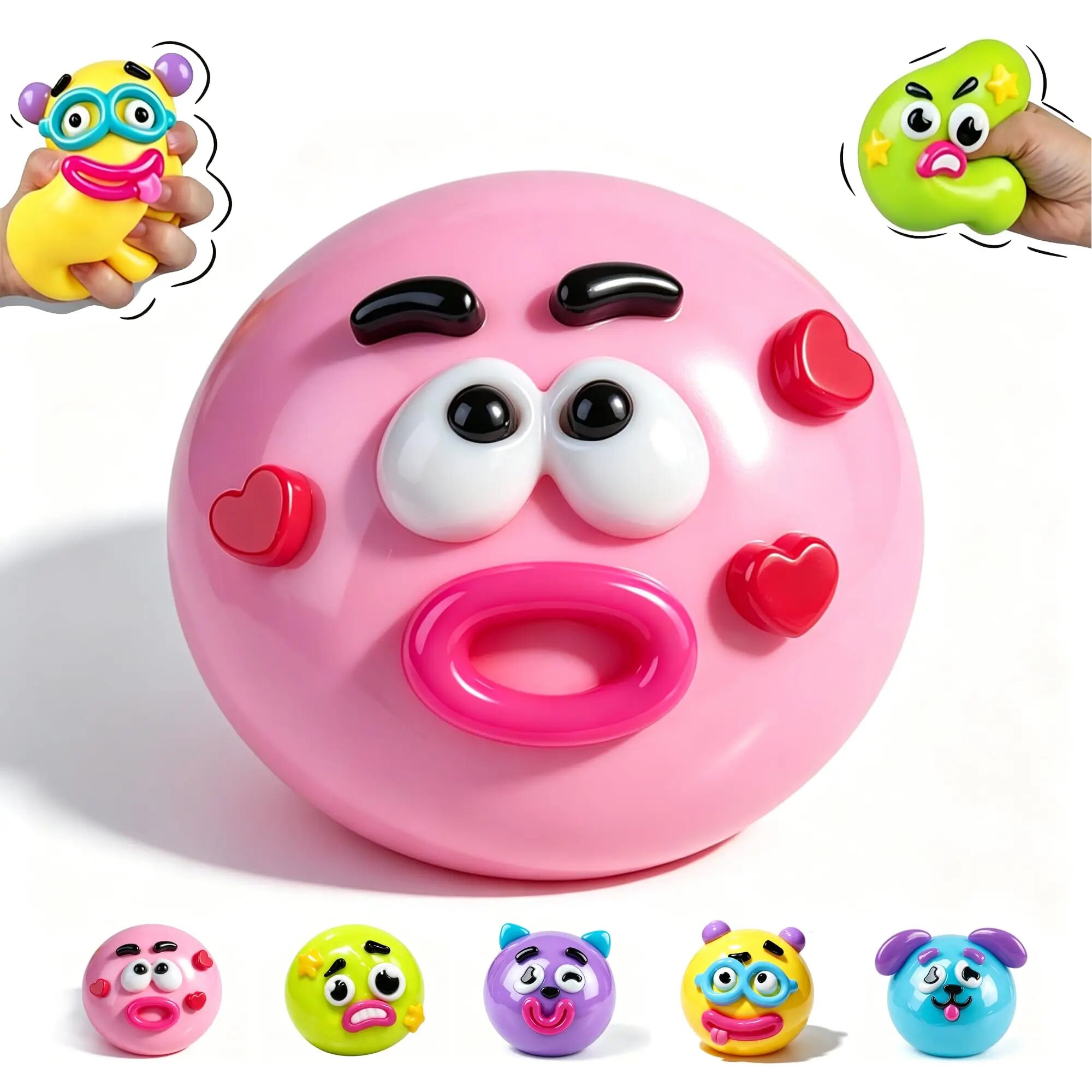 Smushers Squishy Curiosities Dog Face Swap игрушка-антистресс Pink