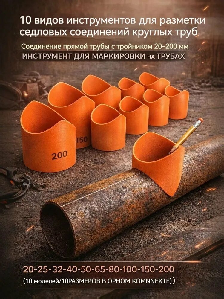 Набор шаблонов для труб, 20-200мм, направляющая для резки седла, сантехника
