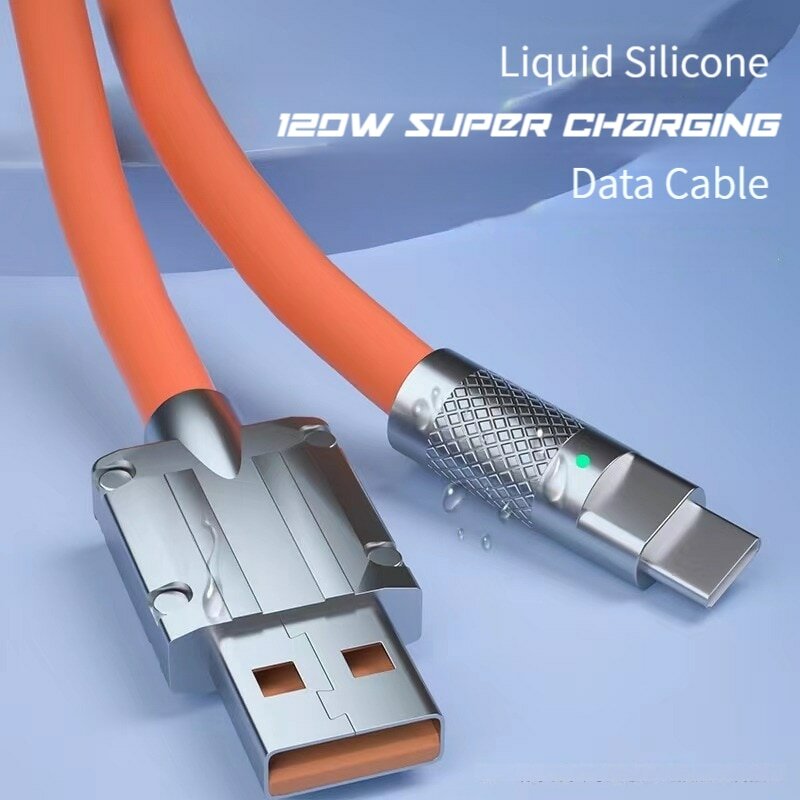 120 Вт 6A Type C кабель сверхтолстый быстрая зарядка USB C зарядное устройство жидкий силиконовый кабель для Xiaomi Huawei Samsung USB зарядные кабели