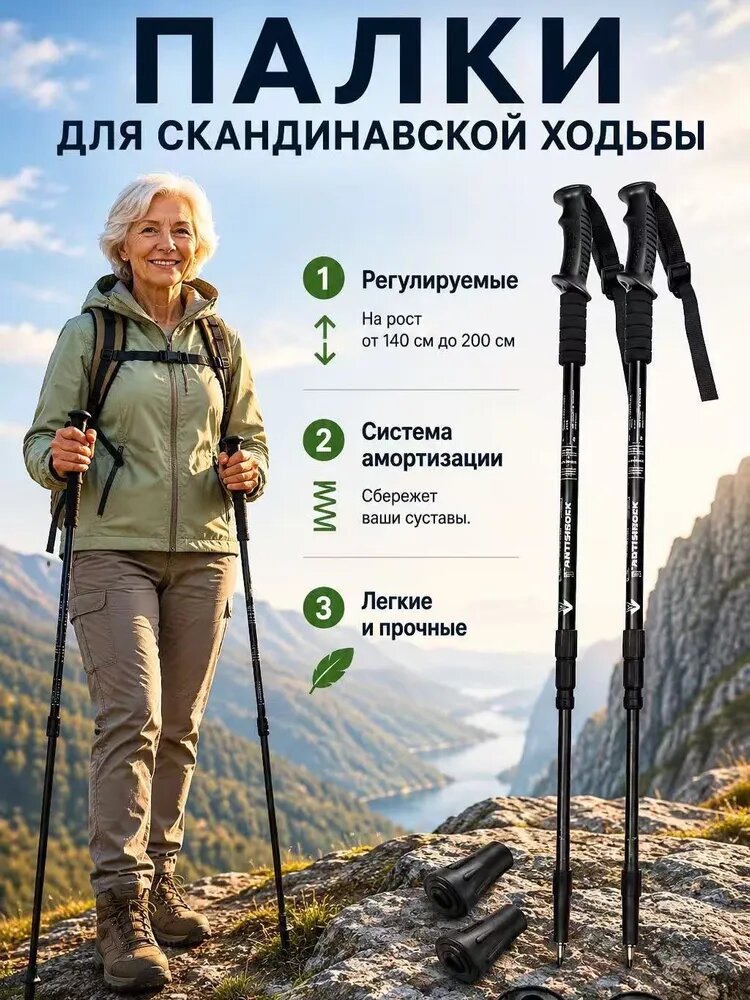 Палки для скандинавской ходьбы Dapperman, треккинговые, 1 пара