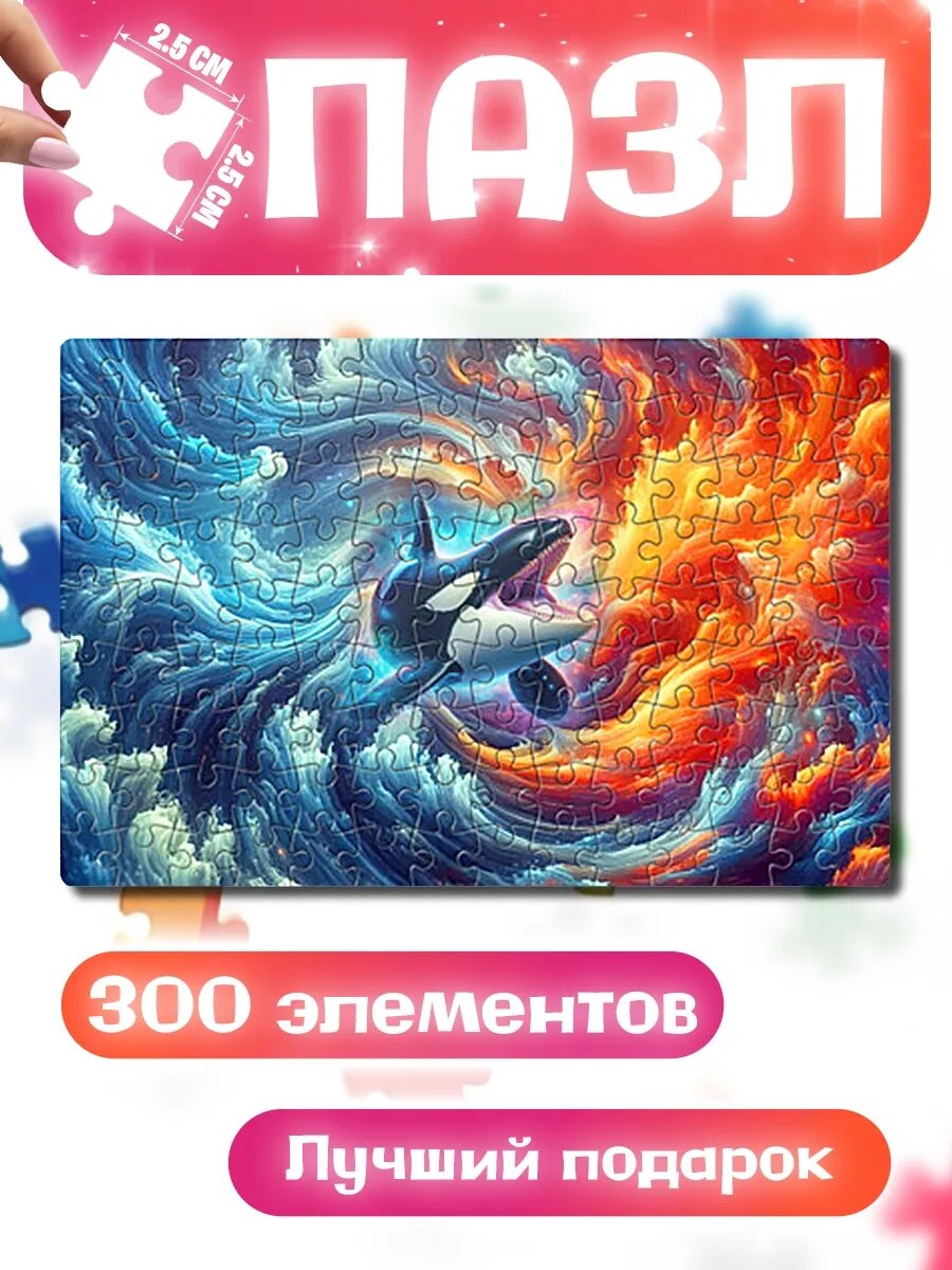 Пазлы для детей и взрослых Зубастая касатка - нейоарт
