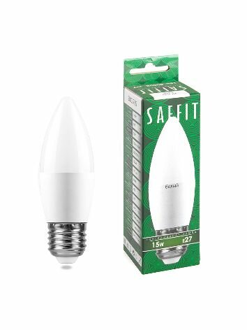 Лампа светодиодная SAFFIT SBC3715 Свеча E27 15W 4000K, (10 штук), артикул 55206