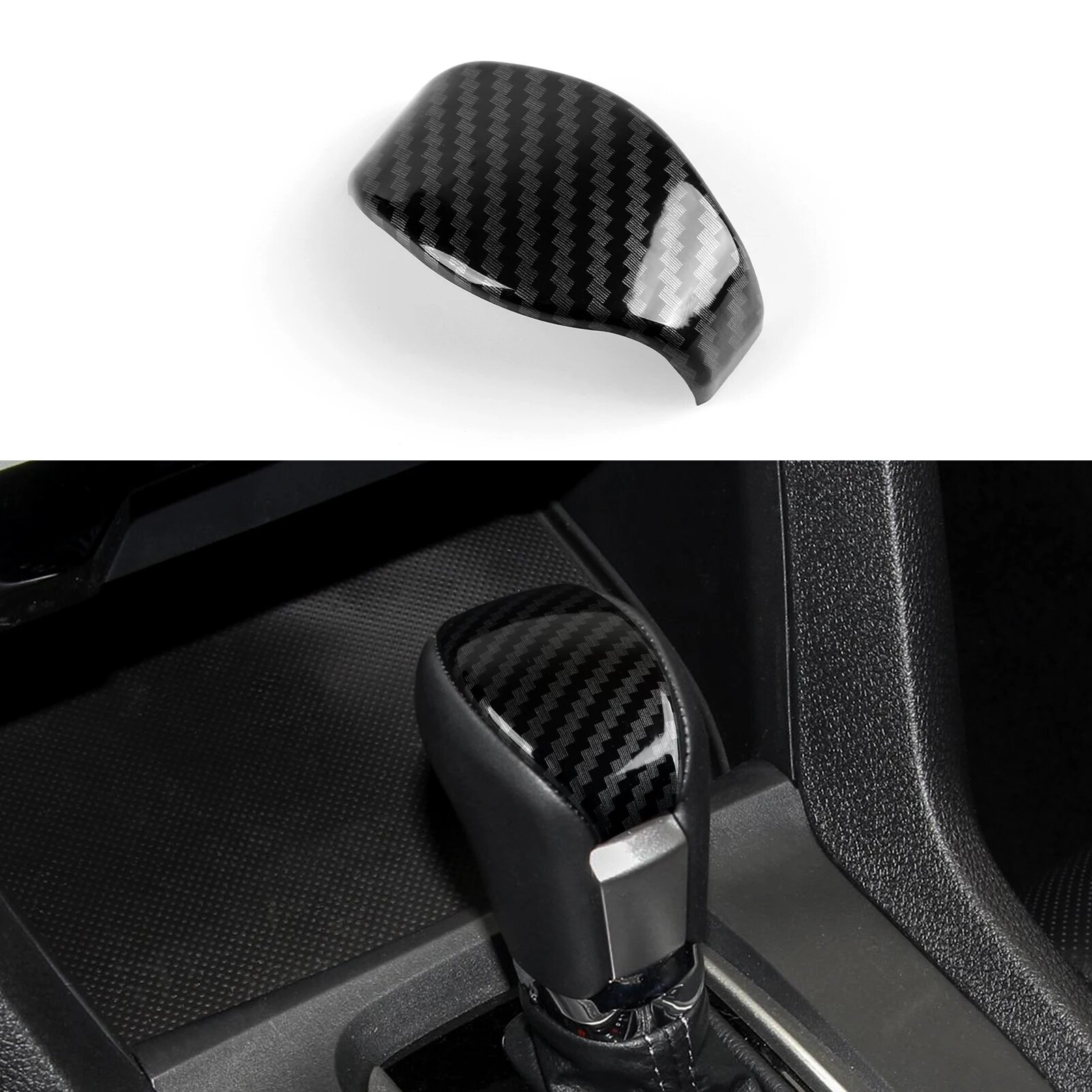 Наклейка на панель переключения передач из углеродного волокна, style 15, Honda Civic 10 (2016-2021)