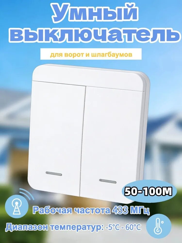 Беспроводной выключатель света,2 клавиша, радио 433Mhz, 220V 10A, переключателя дистанционного управления