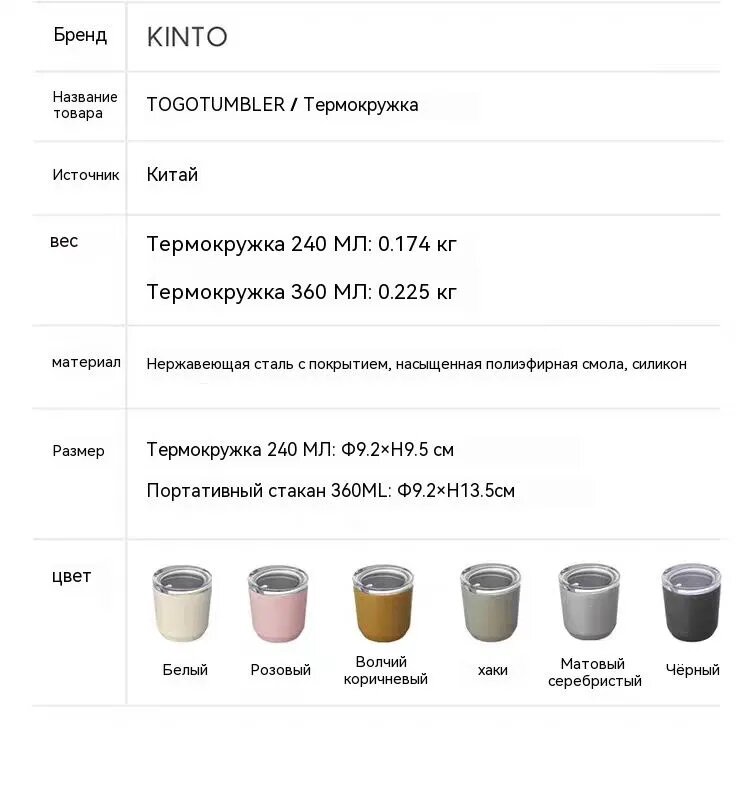 Kinto Термокружка, 0.24 л — фото 1