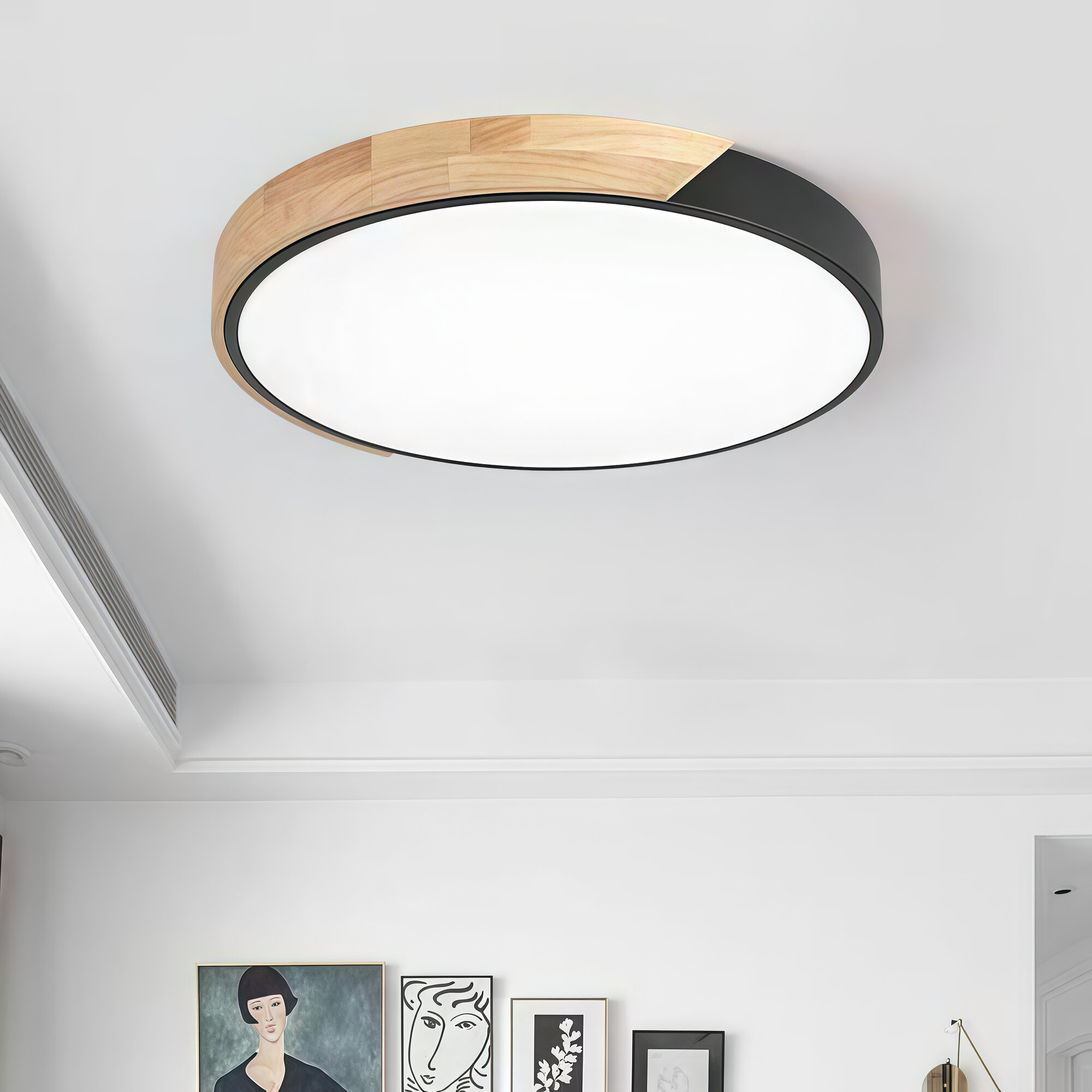 Потолочный светильник NoEnName_Null Macaron круглой формы, D30CM-24W, 220V-240V, Чёрный , White light-6000K