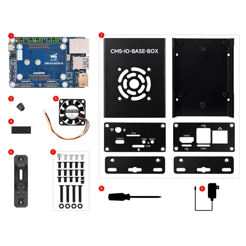 Raspberry Pi CM5 IO BASE B платы Spotpear CM5-IO-BASE-BOX-B