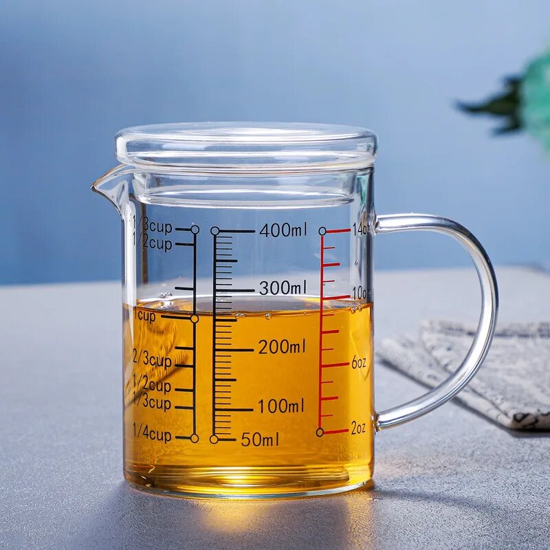 Мерный стакан из боросиликатного стекла 400ML Glass Lid