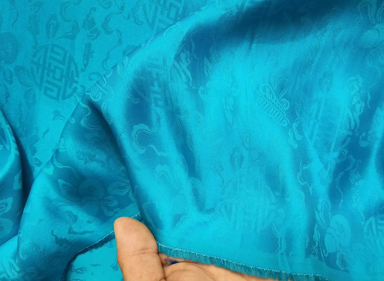 Китайская шелковая ткань жаккард FABRIC SHIPPER 1м х 1.14м Синий, lake blue