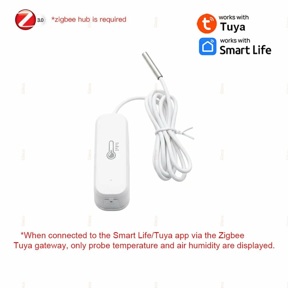 Coolo Zigbee датчик температуры и влажности с зондом For Tuya(No air tem)