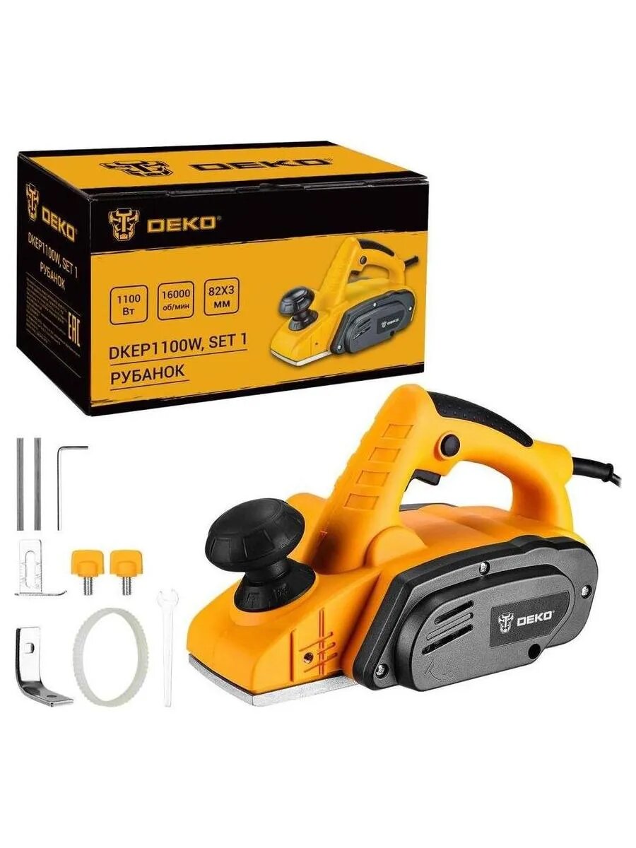 Рубанок DEKO DKEP1100W SET1, 1100Вт, 82 мм 083-1074
