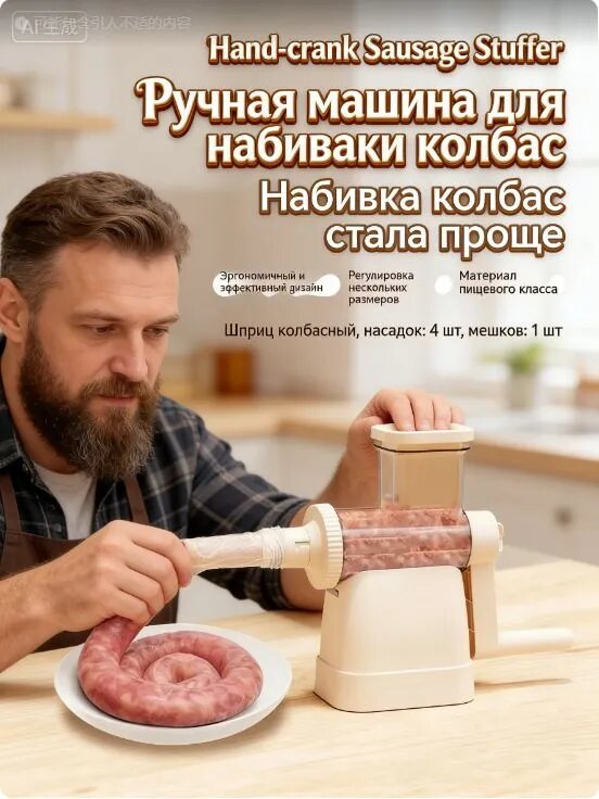 Шприц для мяса, насадок: 4 шт, мешков: 1 шт
