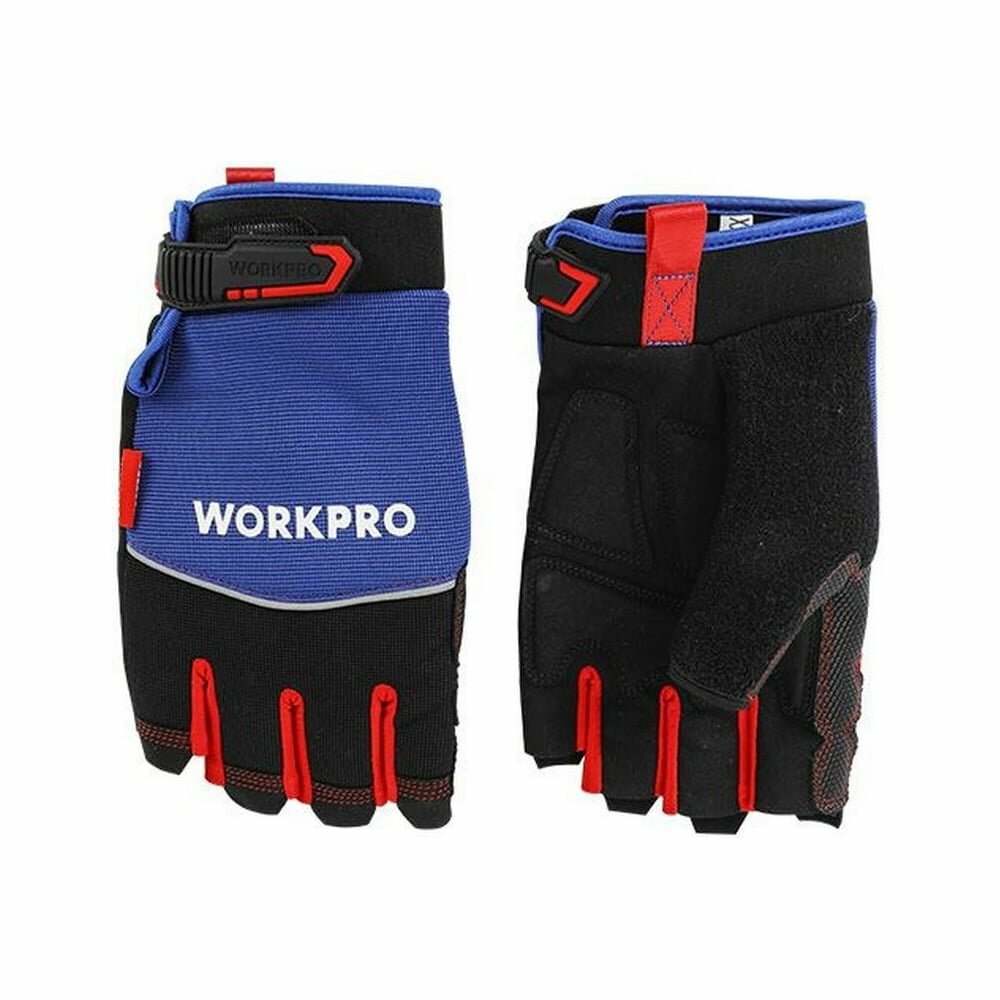 Перчатки механика беспалые WORKPRO PRO L (дышащий материал, встроеное полотенце , ширина по ладони 112мм) , WP371019