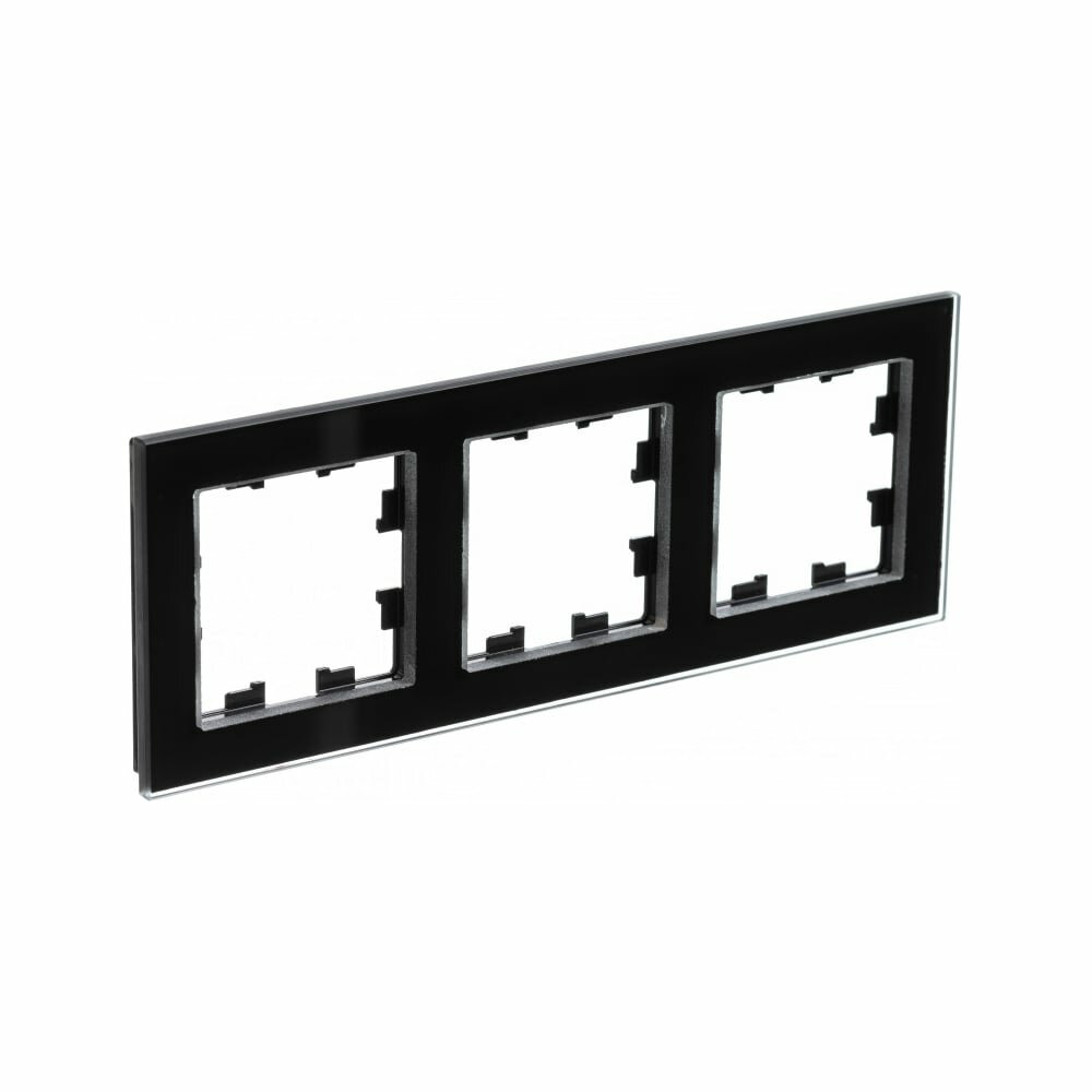 3-ая рамка Systeme Electric AtlasDesign NATURE стекло, черный ATN321003