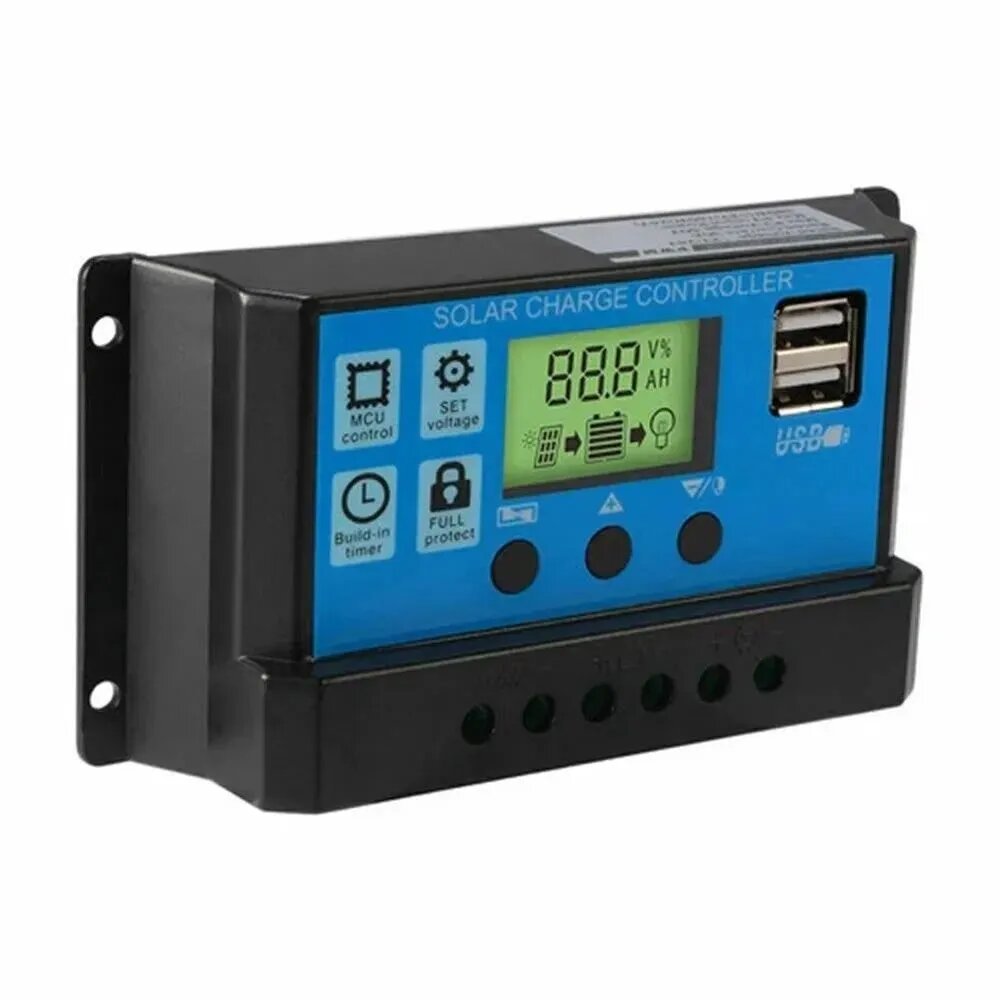 12В/24В с USB 30A солнечный контроллер заряда для PWM солнечной панели регулятор