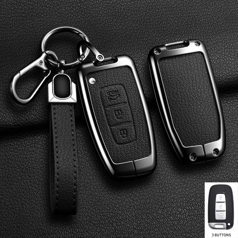 Чехол для автомобильного ключа для Hyundai Azera, Elantra GT, Equus, Coupe, Santa Fe, Sonata, Tucson, Genesis, для Kia Optima, RIO, металлический корпус