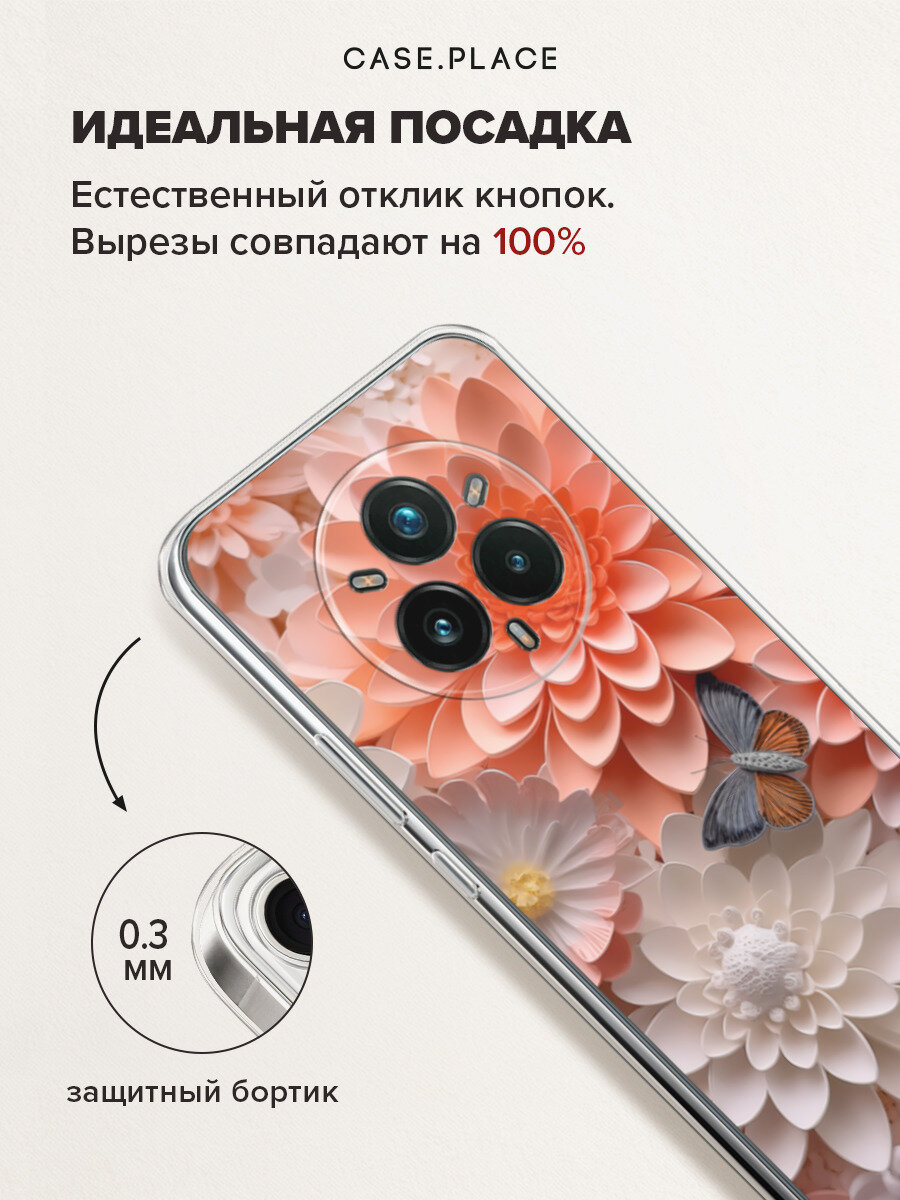 Чехол на Realme 14 Pro / Реалми 14 Про с принтом "Бумажные цветы" — фото 1