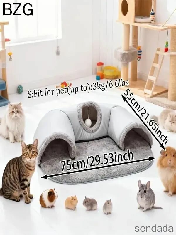 75x55cmТуннель для кошек 2-в-1 интерактивная игрушка для кошек