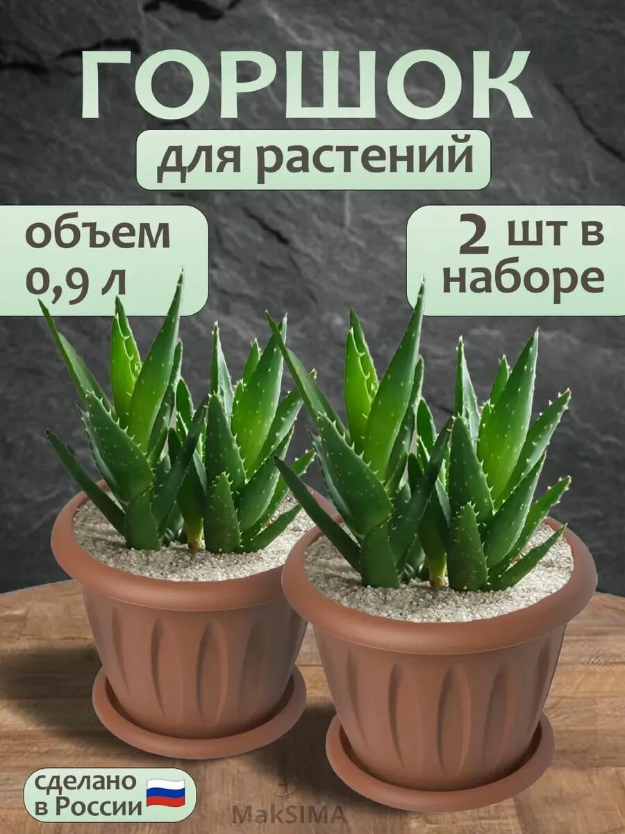 Горшки для растений 2шт по 0,9л