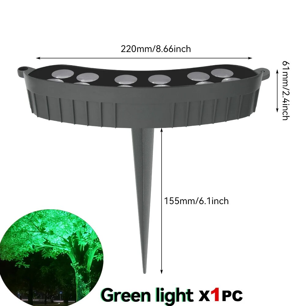 Водонепроницаемые светодиодные светильники для деревьев Зеленый, 1PC Green light, AC220V, Gray shell