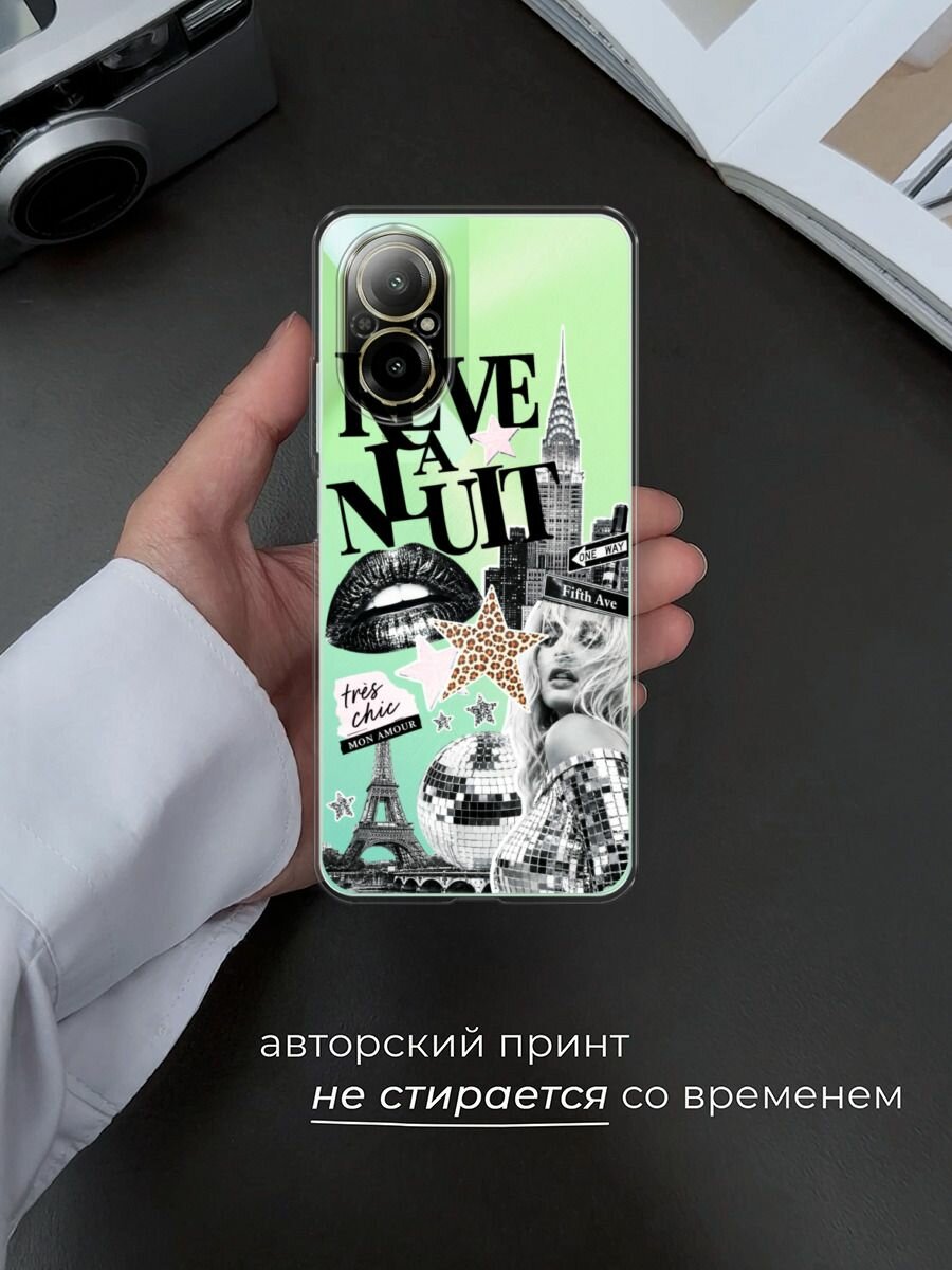 Чехол на Realme C67 4G / Реалми C67 4G с принтом Гламурный фон, прозрачный — фото 1