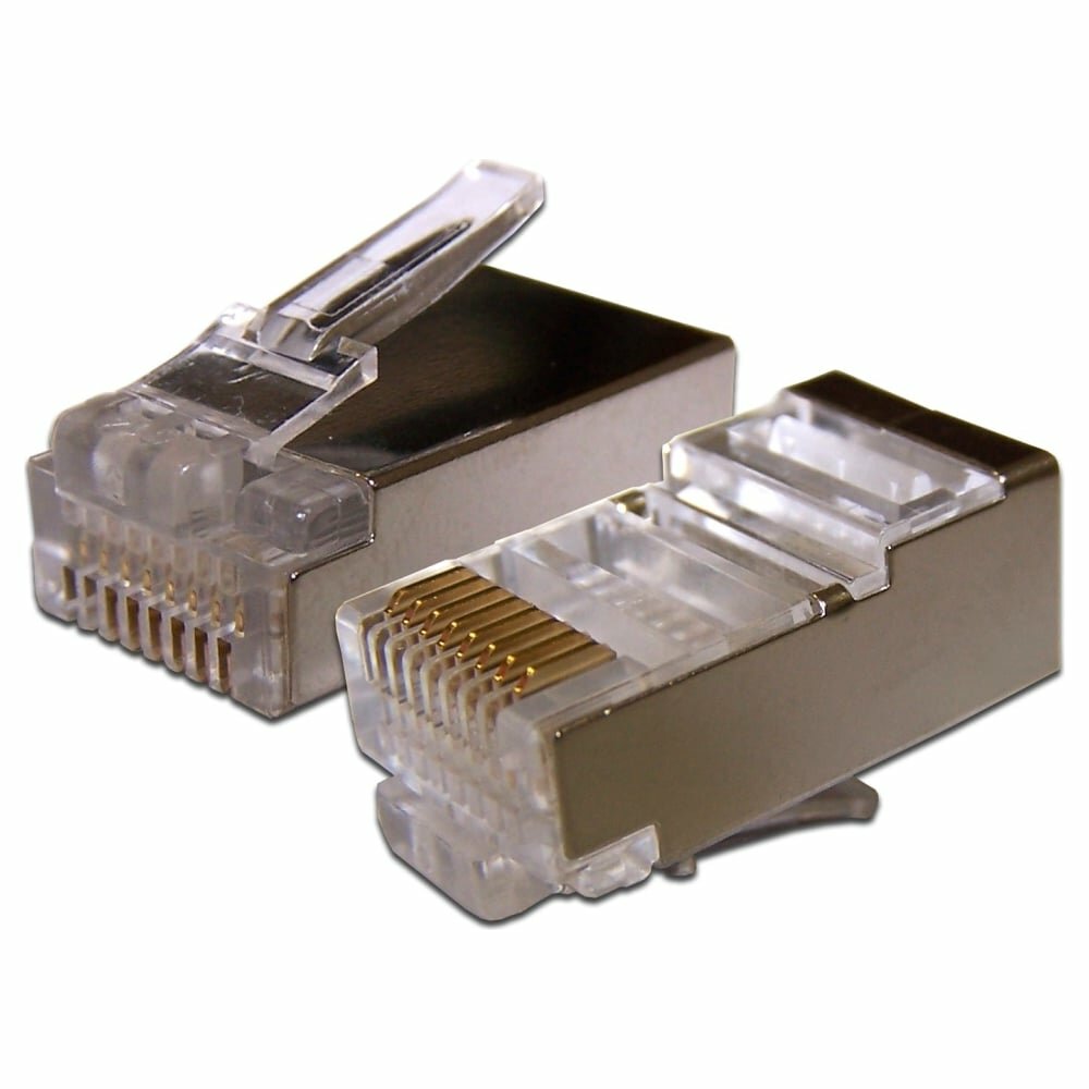 Коннектор RJ-45 TWT 8P8C FTP категория 6, экранированный, универсальный, 100 шт. в упаковке PL45/S-8P8C-6
