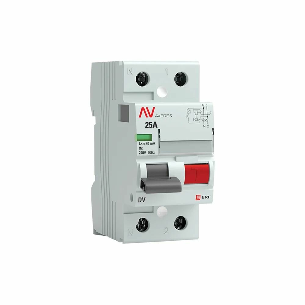Устройство защитного отключения EKF AVERES DV, 2P, 25А/30мА, A rccb-2-25-30-a-av